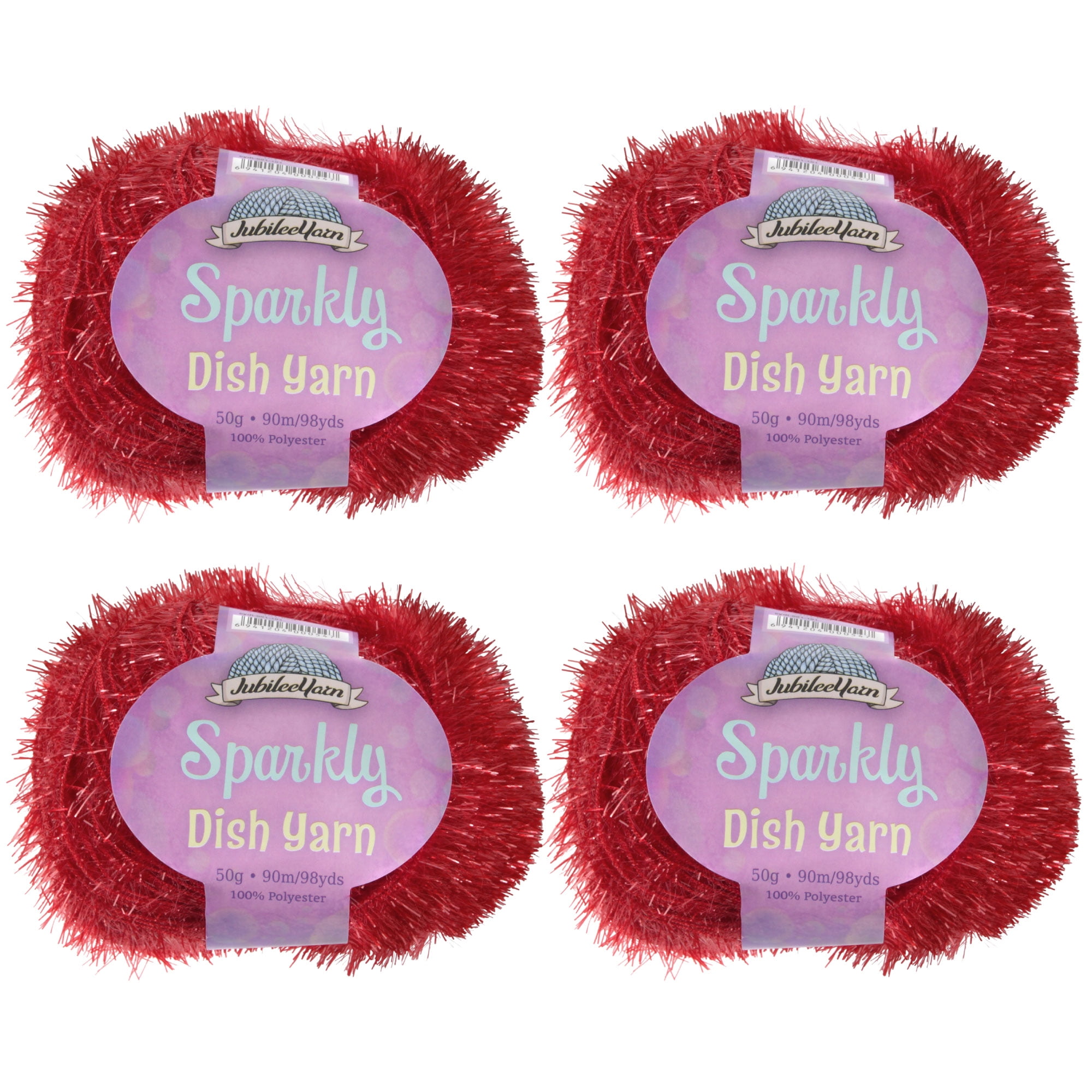 JubileeYarn Sparkly Dish Scrubby Yarn, 50g Per Skein, 4 Skeins Color ...