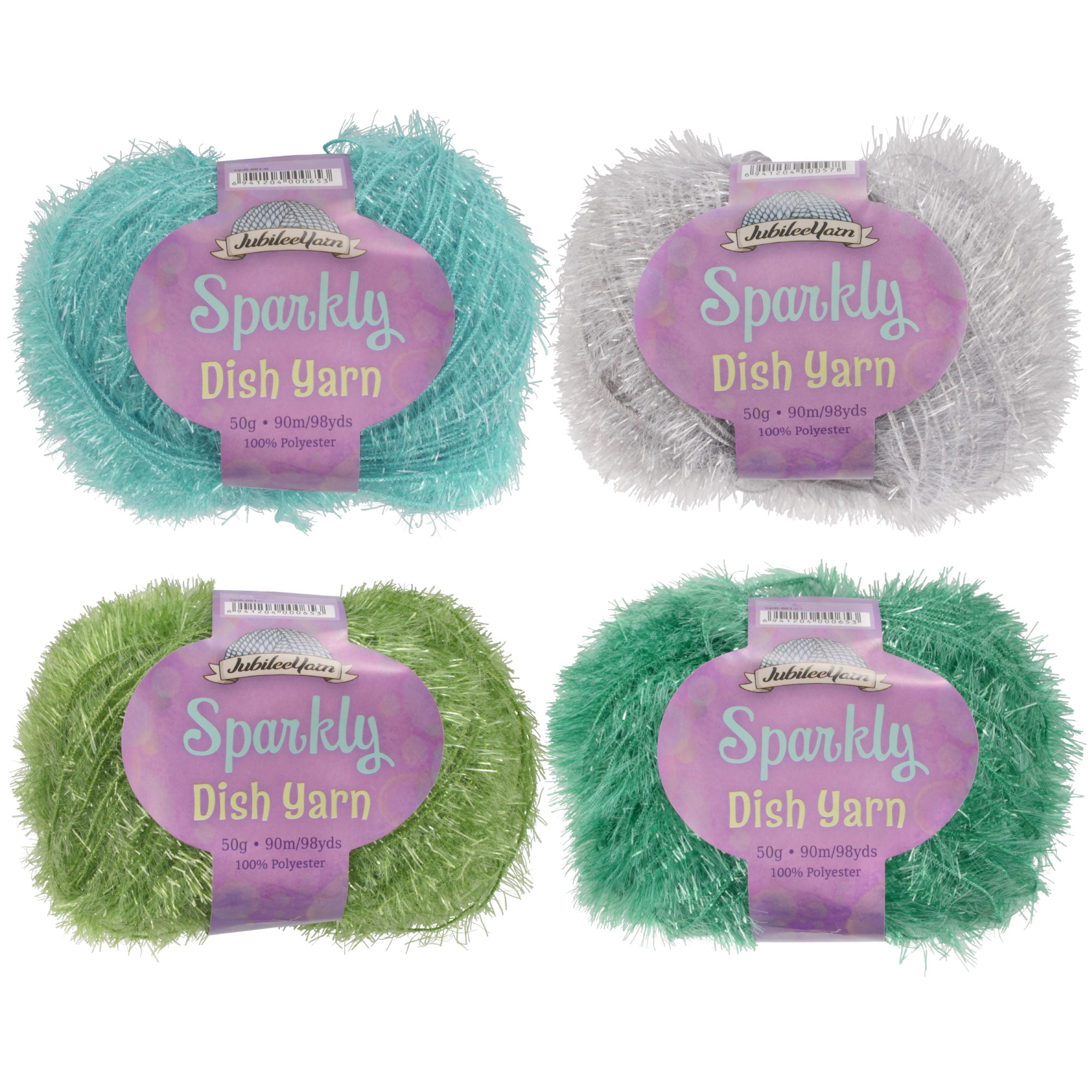 BambooMN Worsted Weight Dish Scrubby Sparkle Yarn, 50g Per Skein, 4 ...