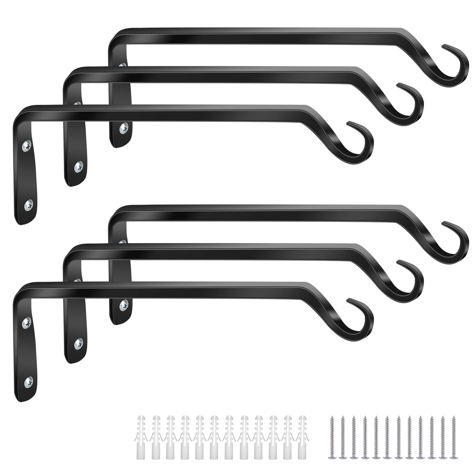 Worth Garden 6-Pack 10" Plant Hanger Bracket - Forged Wrought Iron ...