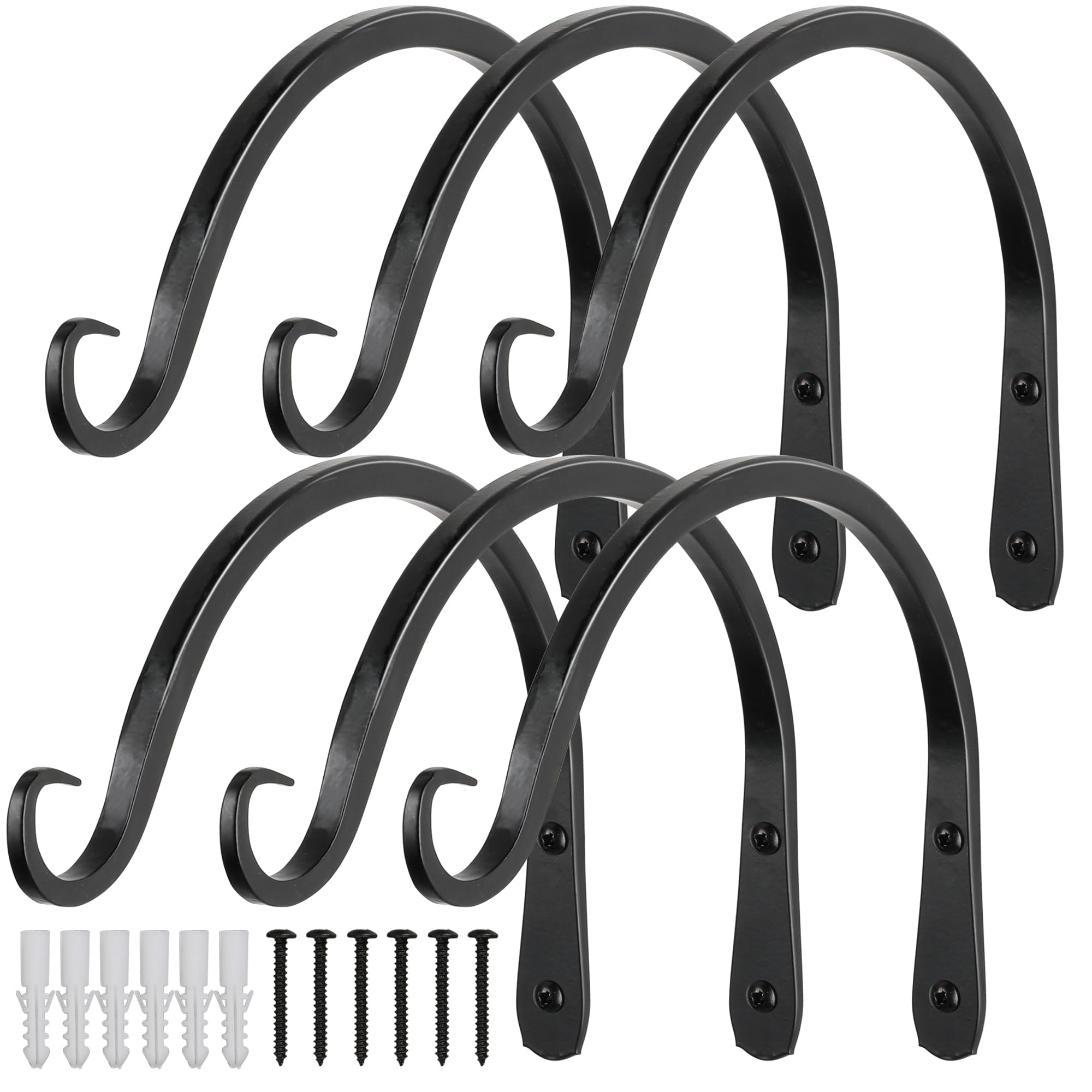 Worth Garden 6-Pack 10" Plant Hanger Bracket - Hand-Forged Wrought Iron ...