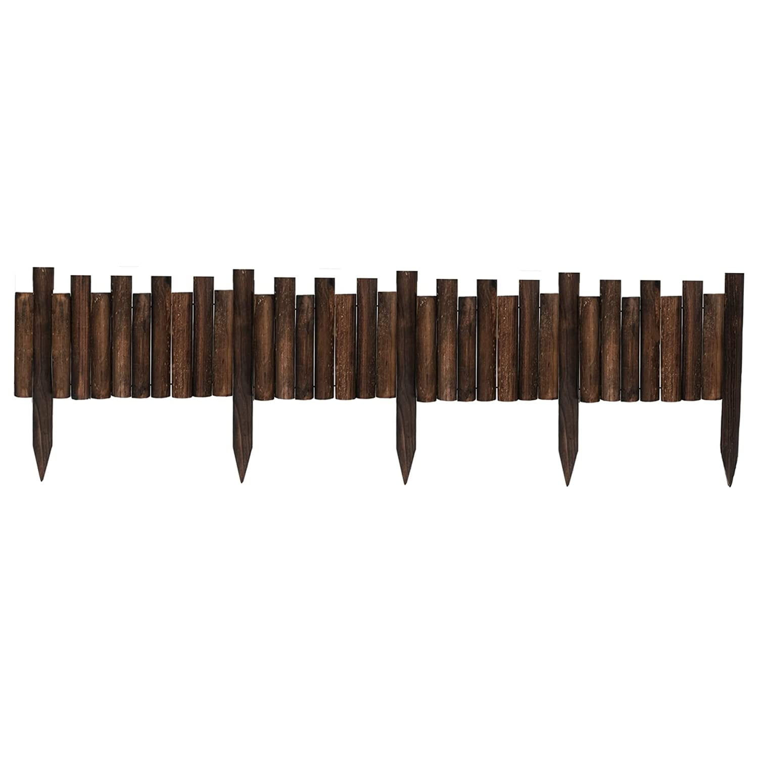 Worth Garden Wooden Staggered Short Fence - 8 in. H. x 3.7 ft. L. Burnt ...