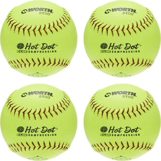 Worth Hot Dot ASA/USA Slowpitch Softballs, 12 inch, 4-Pack - Walmart.com