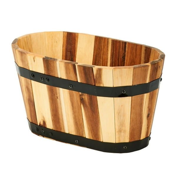 Worth Imports Inc 8" Nested Oval Wood Barrel Planter - 8 - Walmart ...