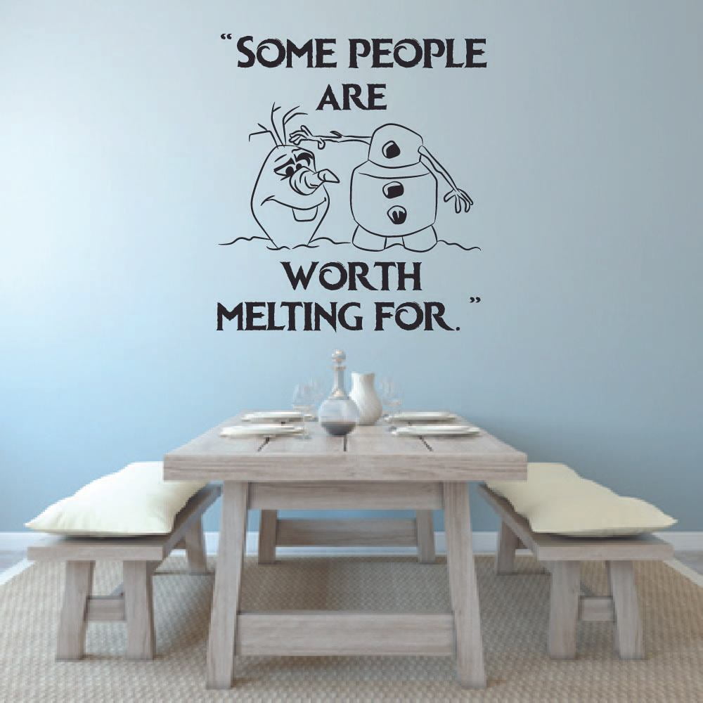 Worth Melting For Olaf Frozen Quote Cartoon Cartoon Quotes Wall Sticker ...