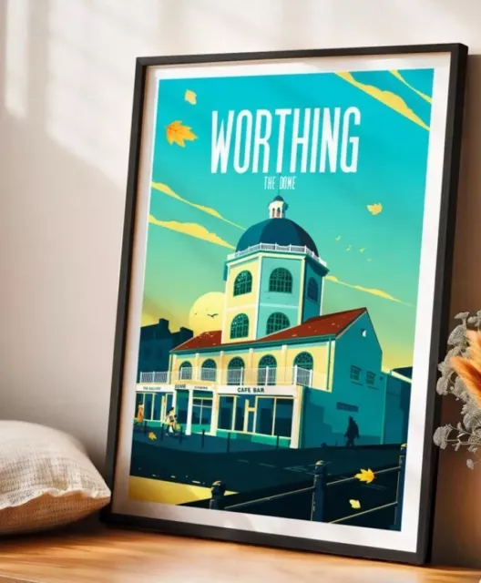 Worthing Traditional Travel Print - The Dome, Worthing Poster NO FRAMED ...