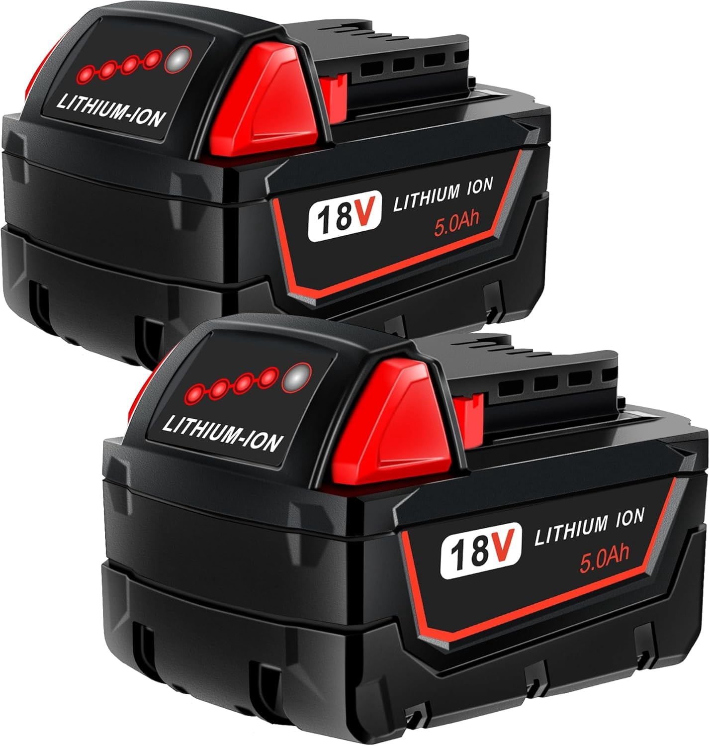 Worthmah 2 Pack 5.0Ah 18V Batteries Replace for M18 Milwaukee Battery ...