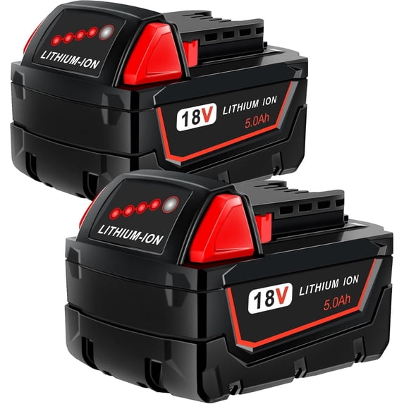 Worthmah 2 Pack 5.0Ah 18V Batteries Replace for M18 Milwaukee Battery ...
