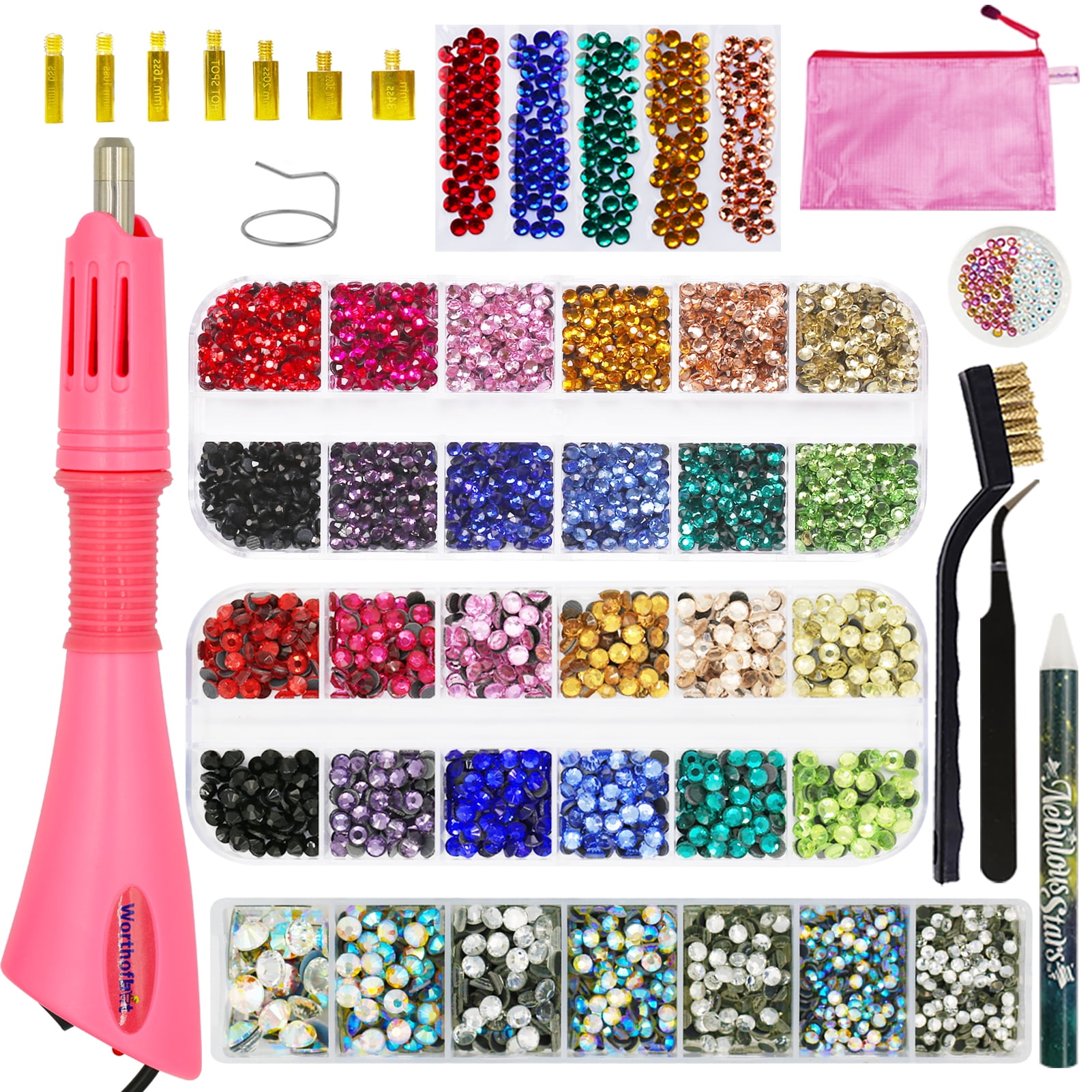 Worthofbest Bedazzler Kit with Rhinestones, Hotfix Applicator, Hot Fix ...