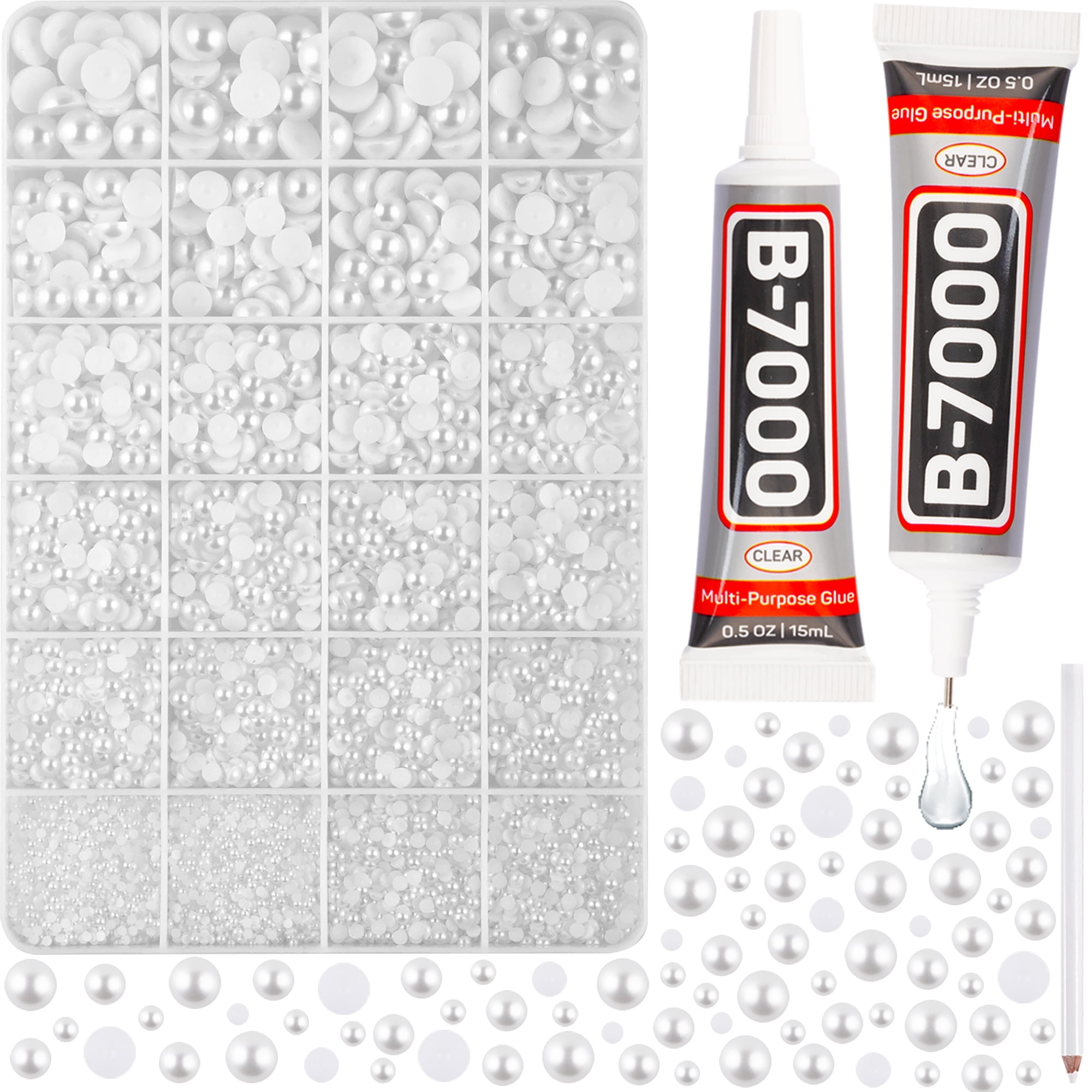 Worthofbest Flat Back Half Pearls with B7000 Glue for Crafts ...