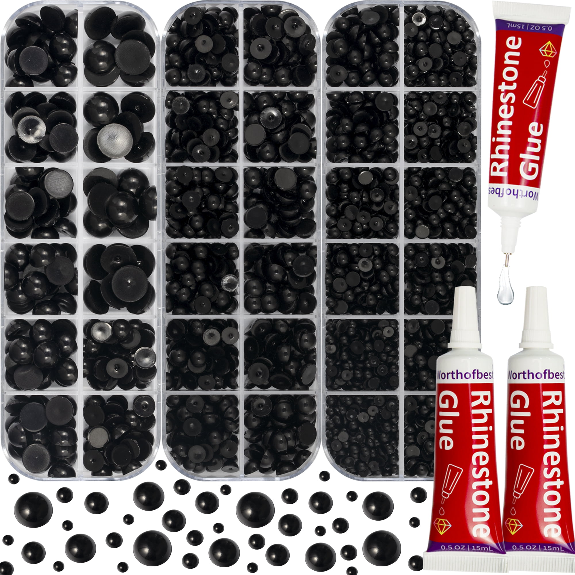Worthofbest Flat Back Pearls with B7000 Glue for Clothes, Shoes, Crafts ...