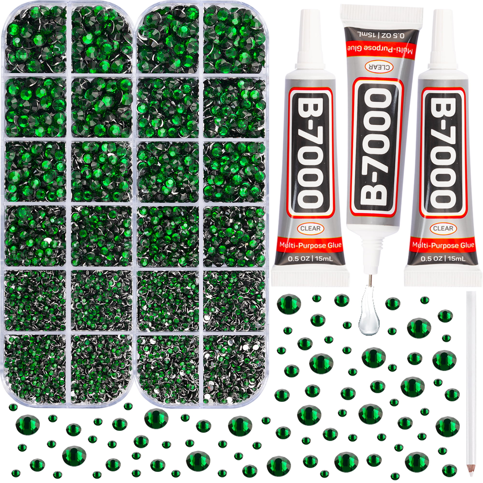 Worthofbest Flat Back Rhinestones Kit with Adhesive for DIY Crafts ...