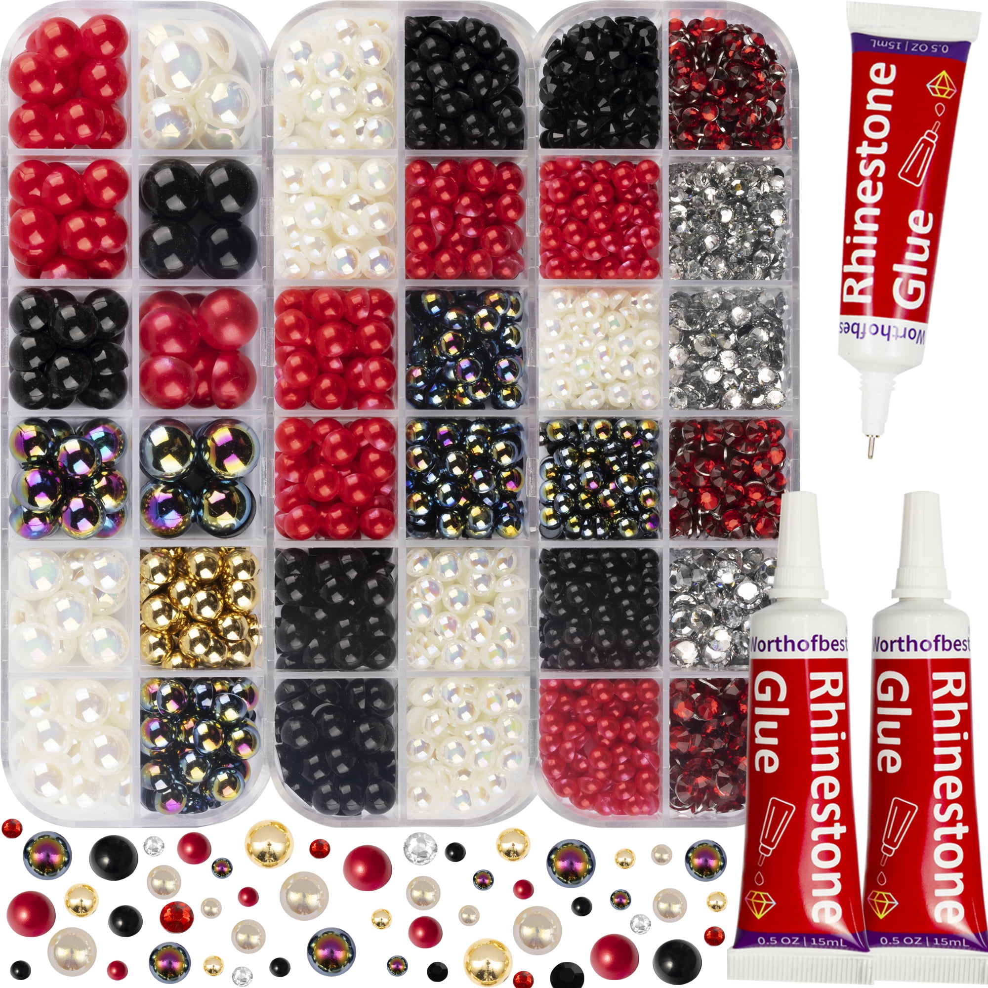 Worthofbest Adhesive Flatback Half Pearls Craft Kit with Glue, DIY ...