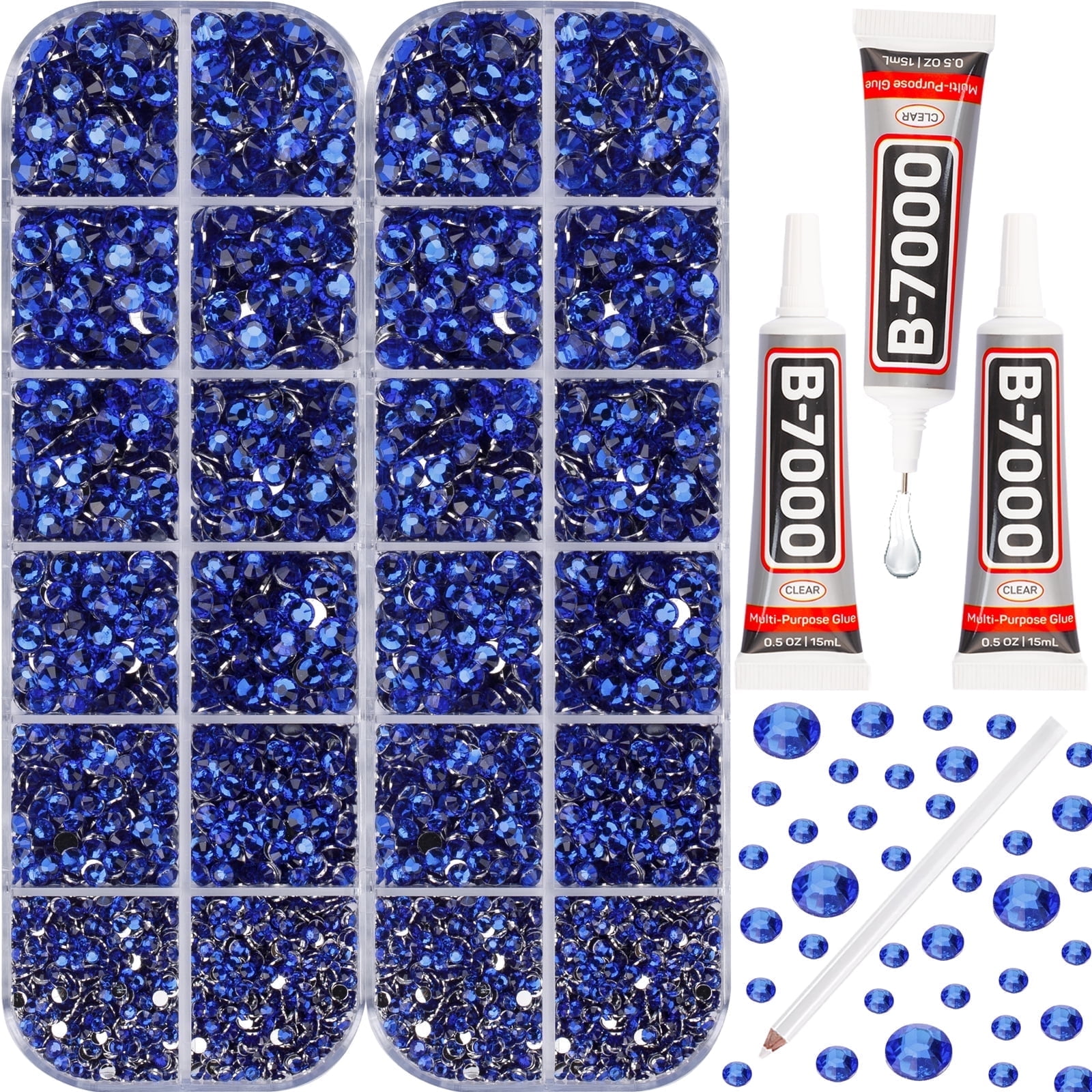 Worthofbest Flatback Rhinestones Kit, 11000 Rhinestones, Assorted Sizes ...