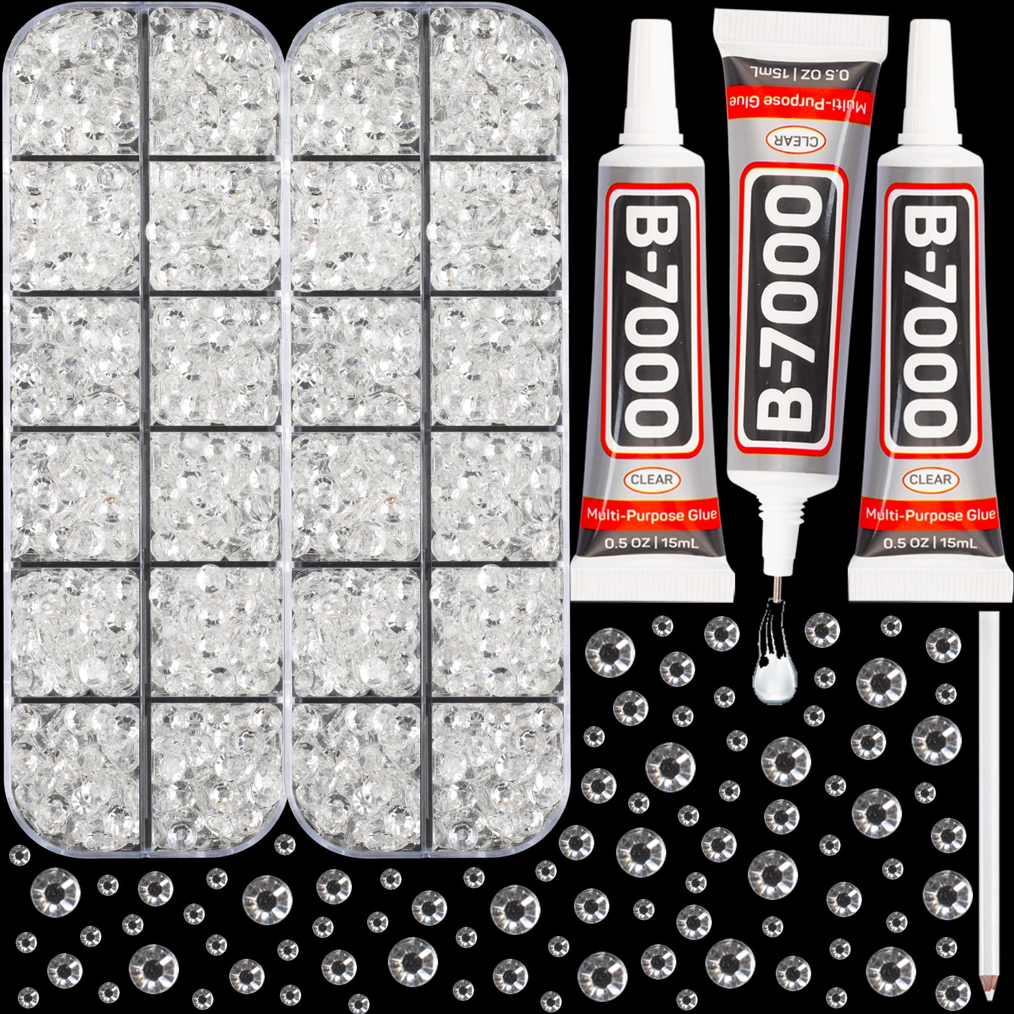 Worthofbest Flatback Rhinestones with Rhinestone Glue for DIY, Crafting ...
