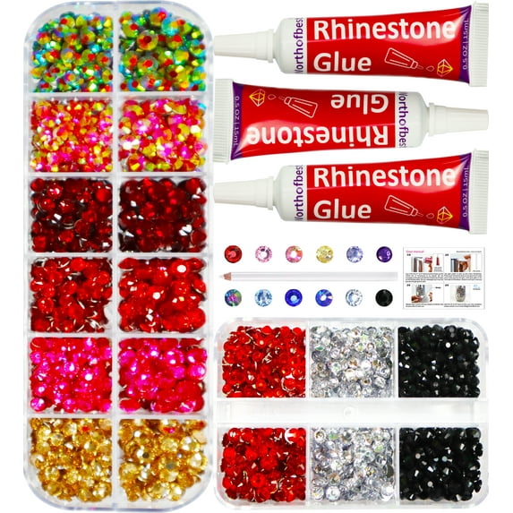 Worthofbest Flatback Rhinestones with Rhinestone Glue for Decoration ...