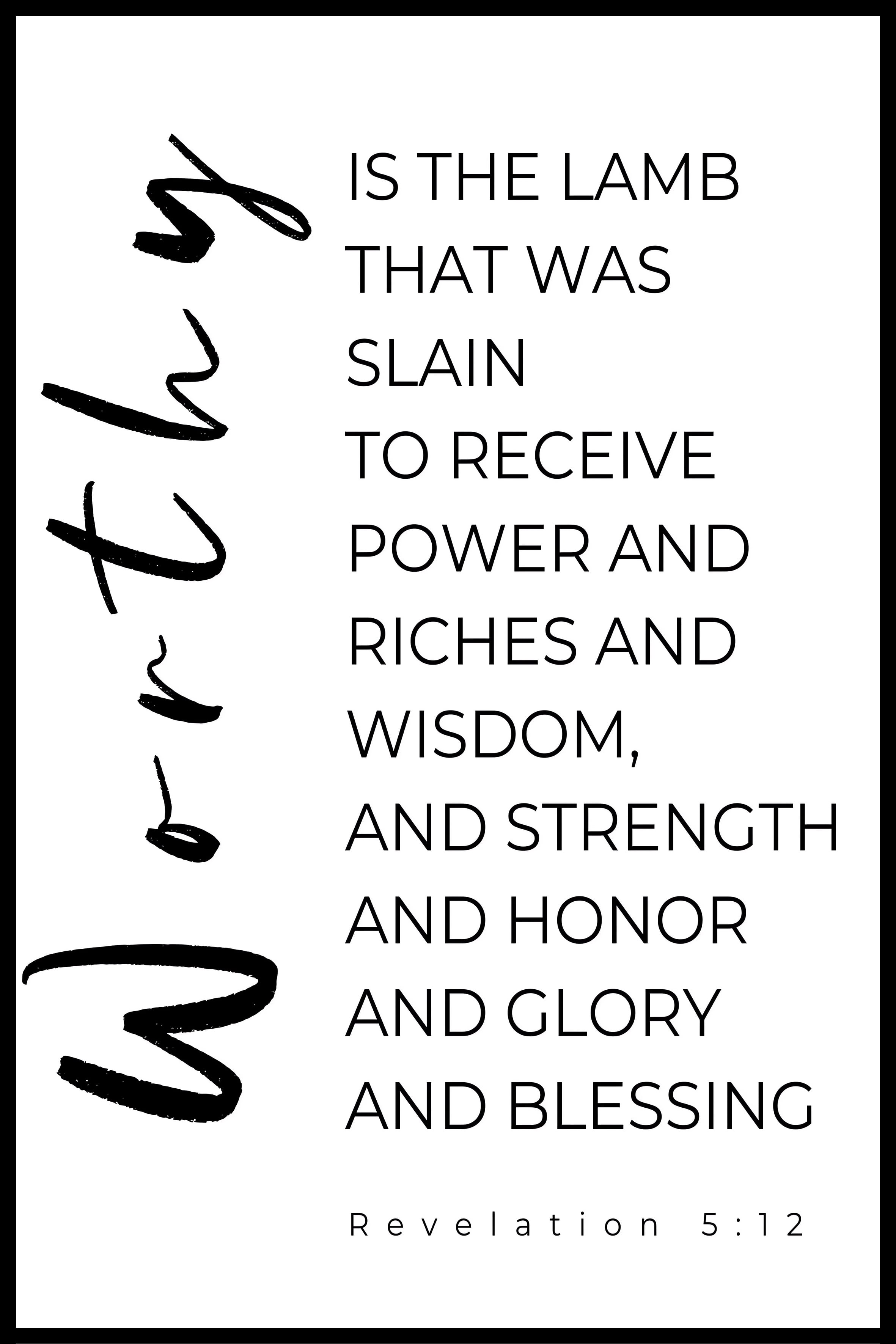 Worthy Is The Lamb Modern Easter Bible Verse Print Modern Scripture ...