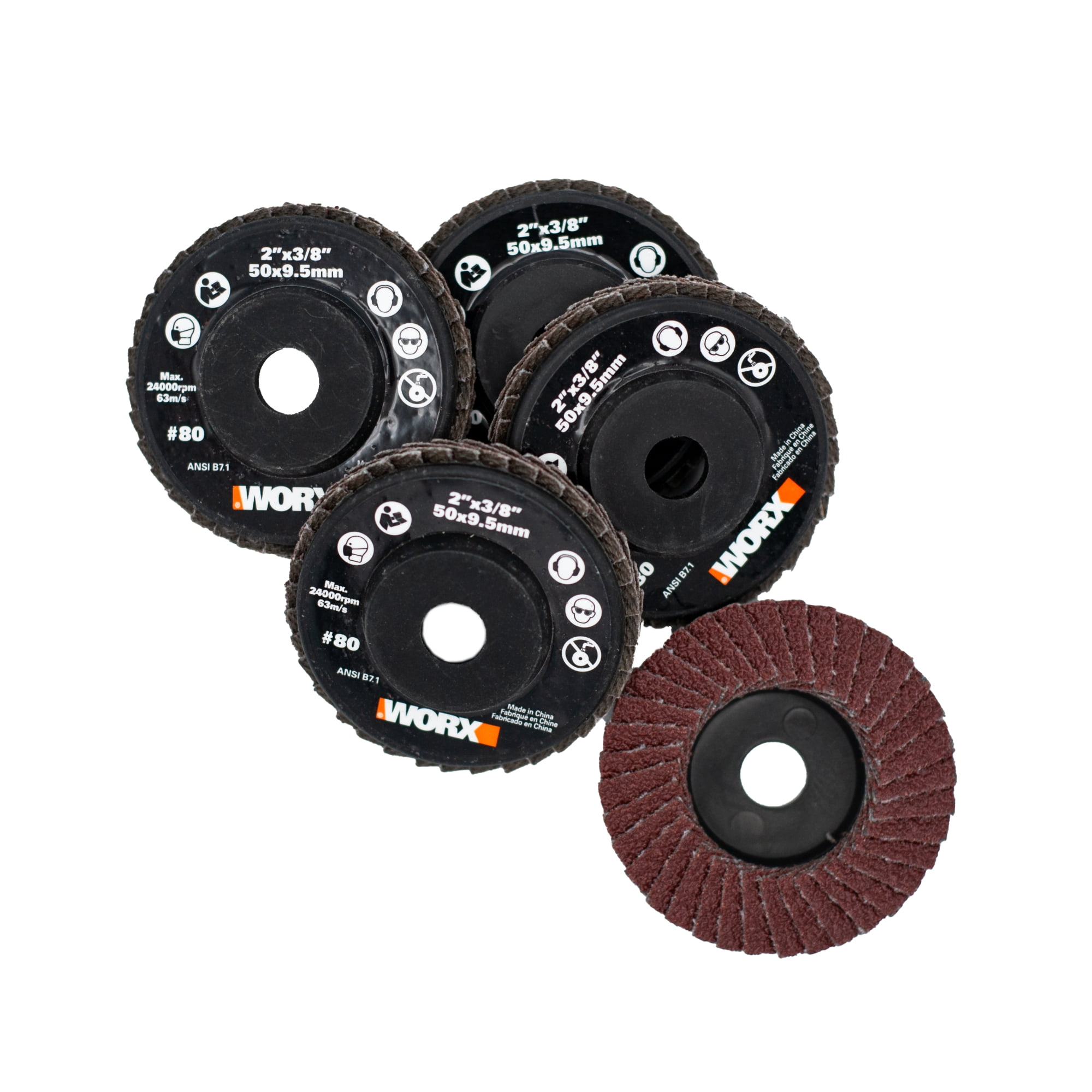 Worx MakerX WA7254 2" 80g Flap Sanding Wheels (5pc) - Walmart.com