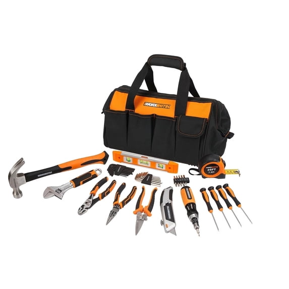 Worx 42-Piece Hand Tool Set with Screwdriver, Hammer, Pliers, Level and ...