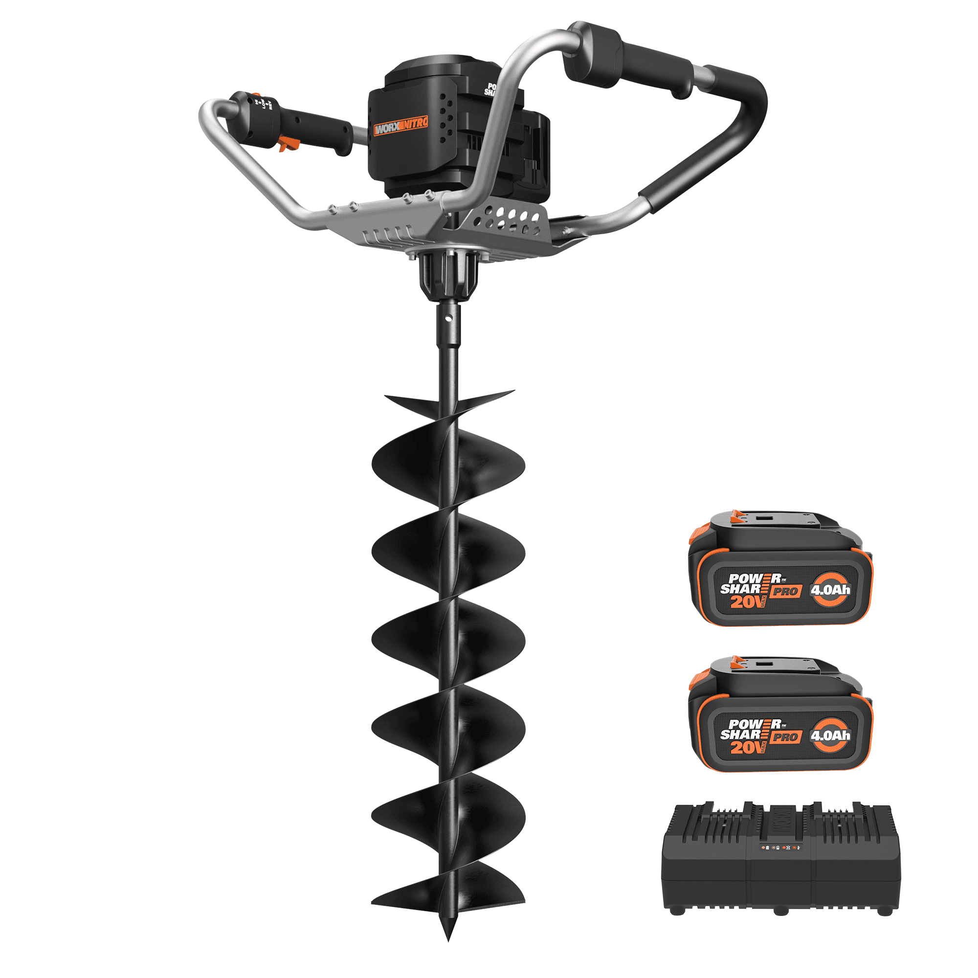 Worx Nitro WG865 40V Brushless Cordless Earth Auger (Batteries and ...