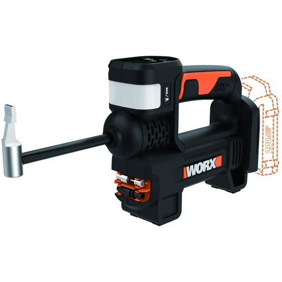 Worx 20V Cordless Inflator, High-Pressure Tire Inflator with LED Gauge ...