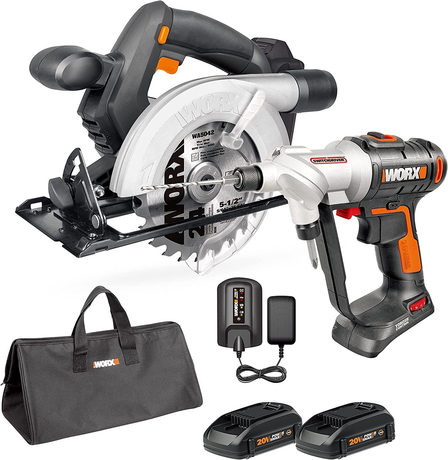 Worx WX957L 20V Cordless Switchdriver 2 in 1 Drill Driver & 20V ...