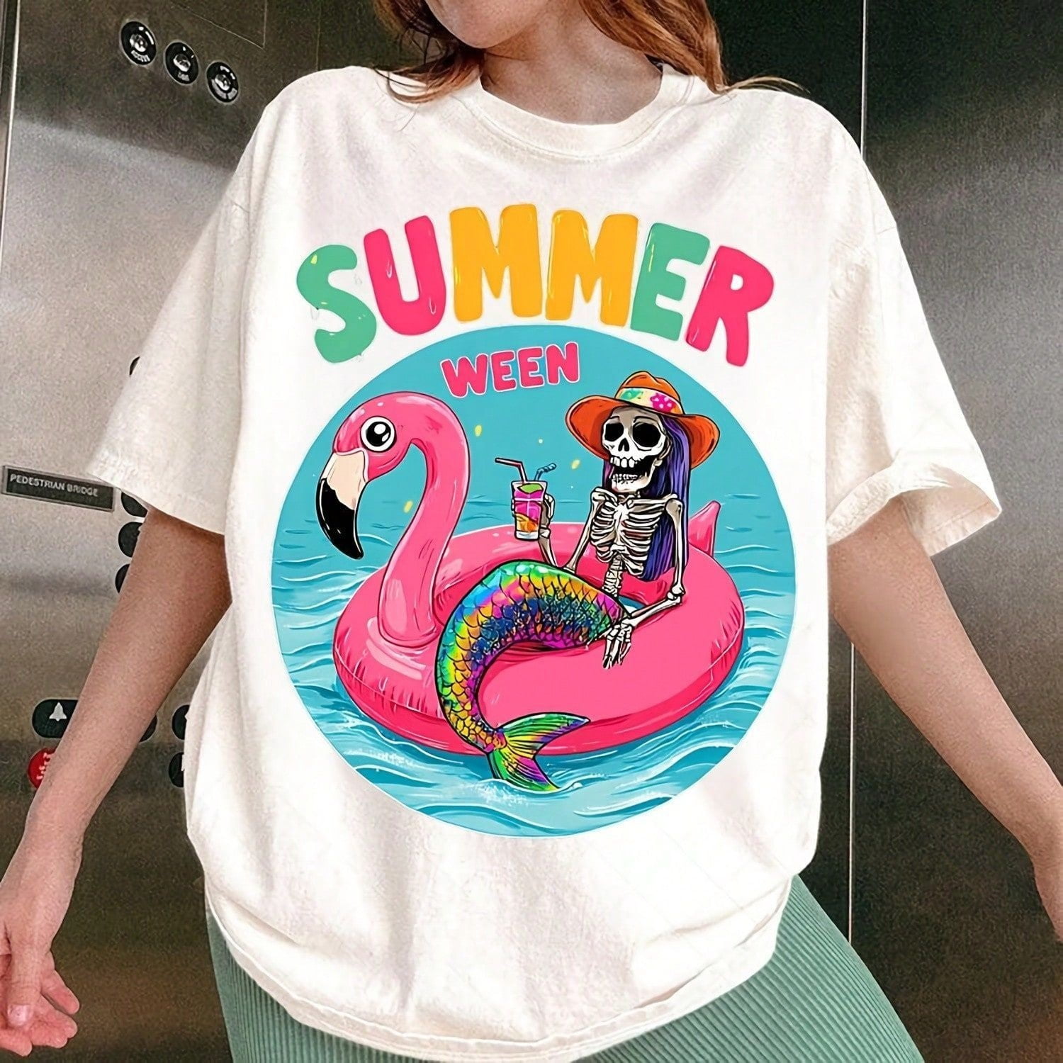Wos Summerween Mermaid Skeleton Beach Flamingo Halloween Gi, Halloween ...