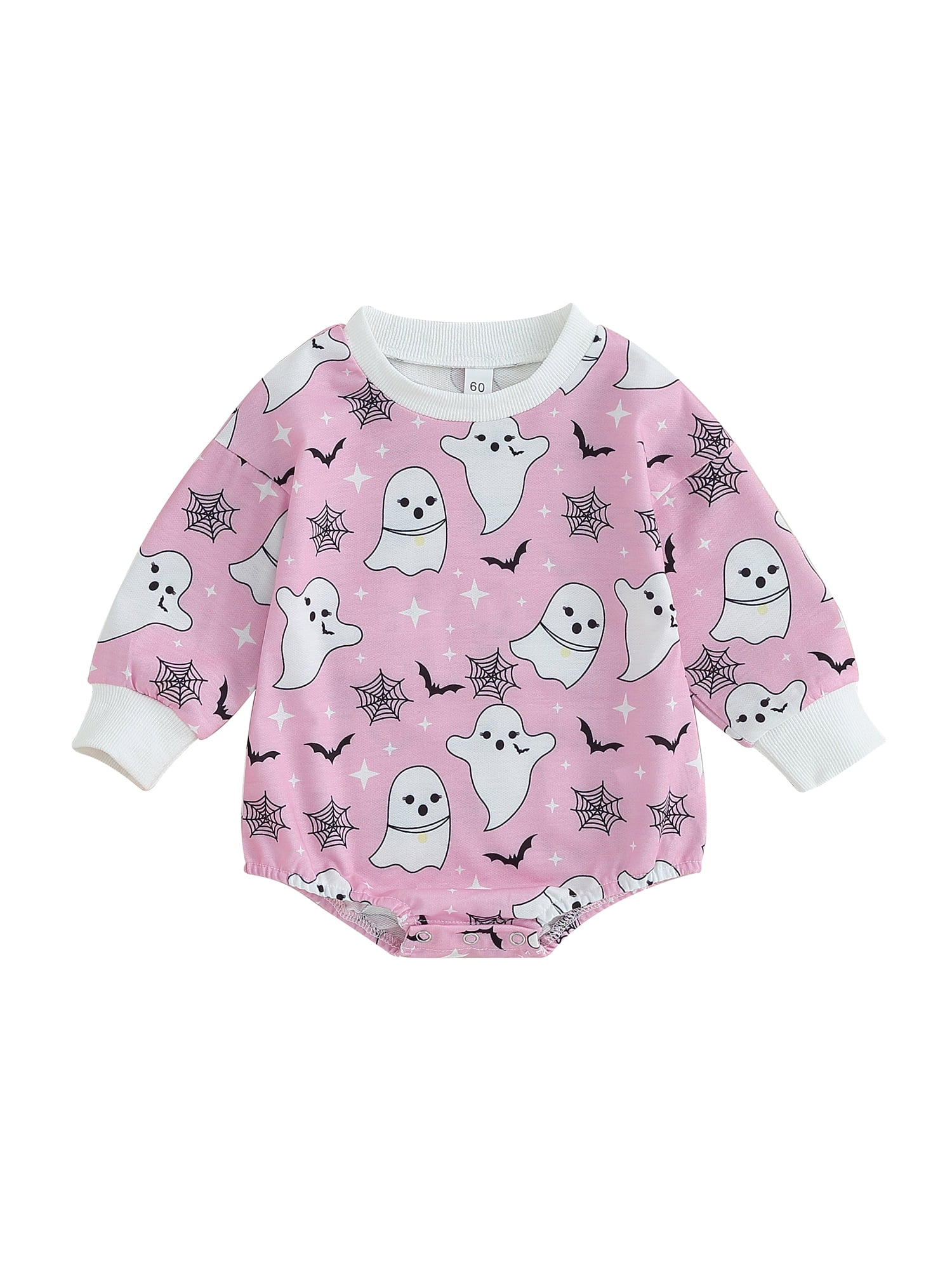 Woshilaocai Newborn Baby Girl Halloween Romper Long Sleeve Ghost/Pumpkin/Floral Print Princess ...