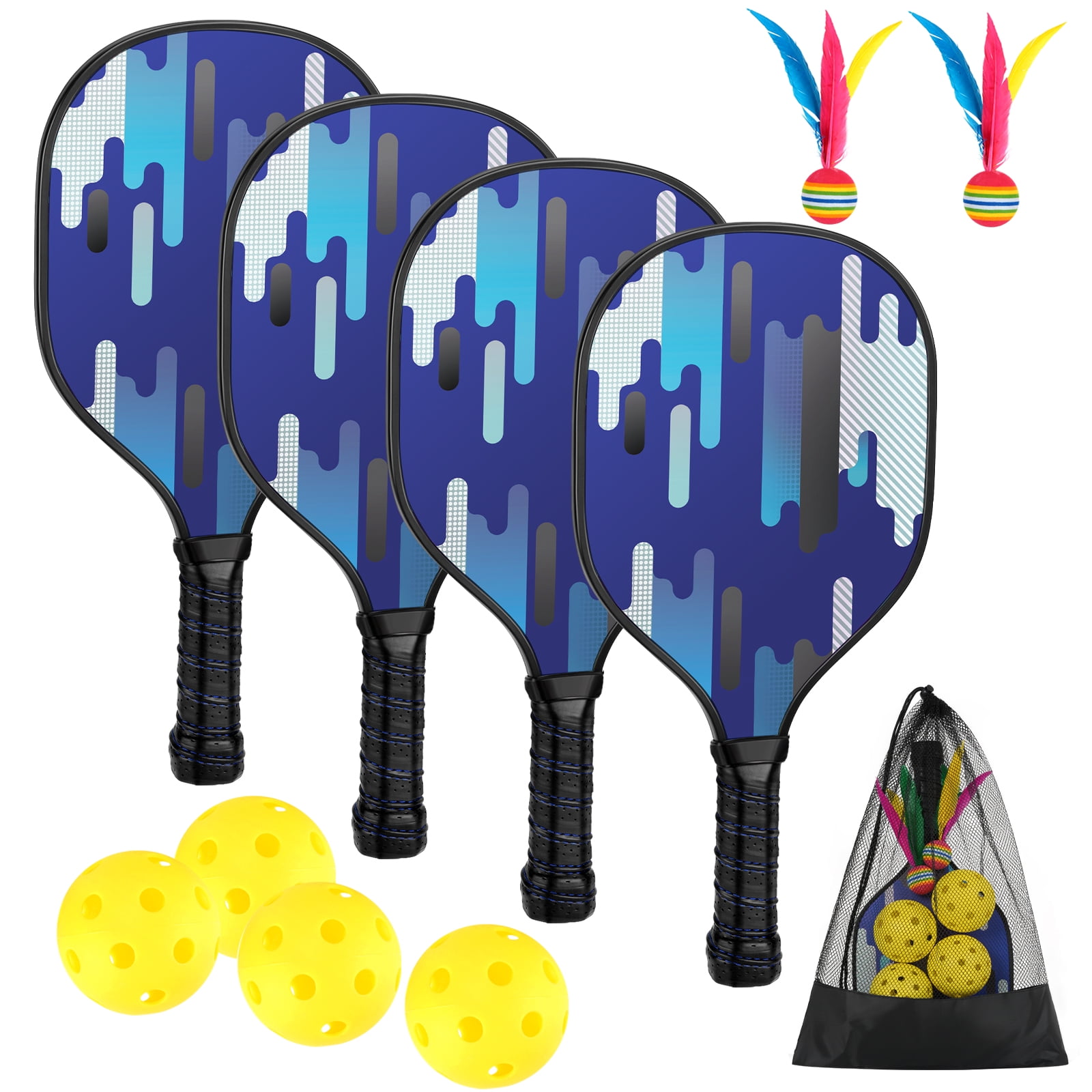 Wossspt USAPA Approved Pickleball Set - 7-Ply Wooden Paddles (4 ...