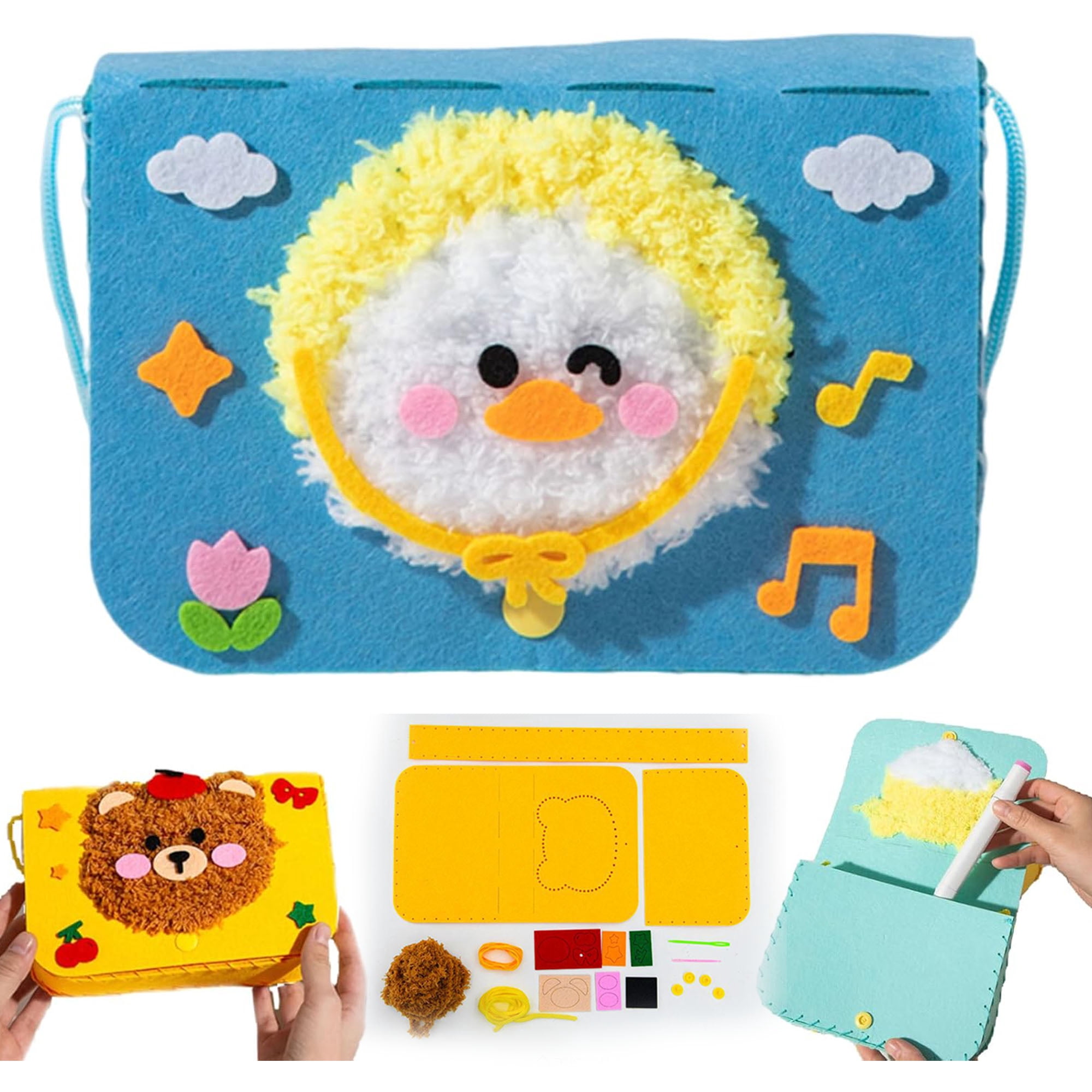 Wosudim Wool Embroidery Painting Crossbody Bag, DIY Embroidery Doll Set ...