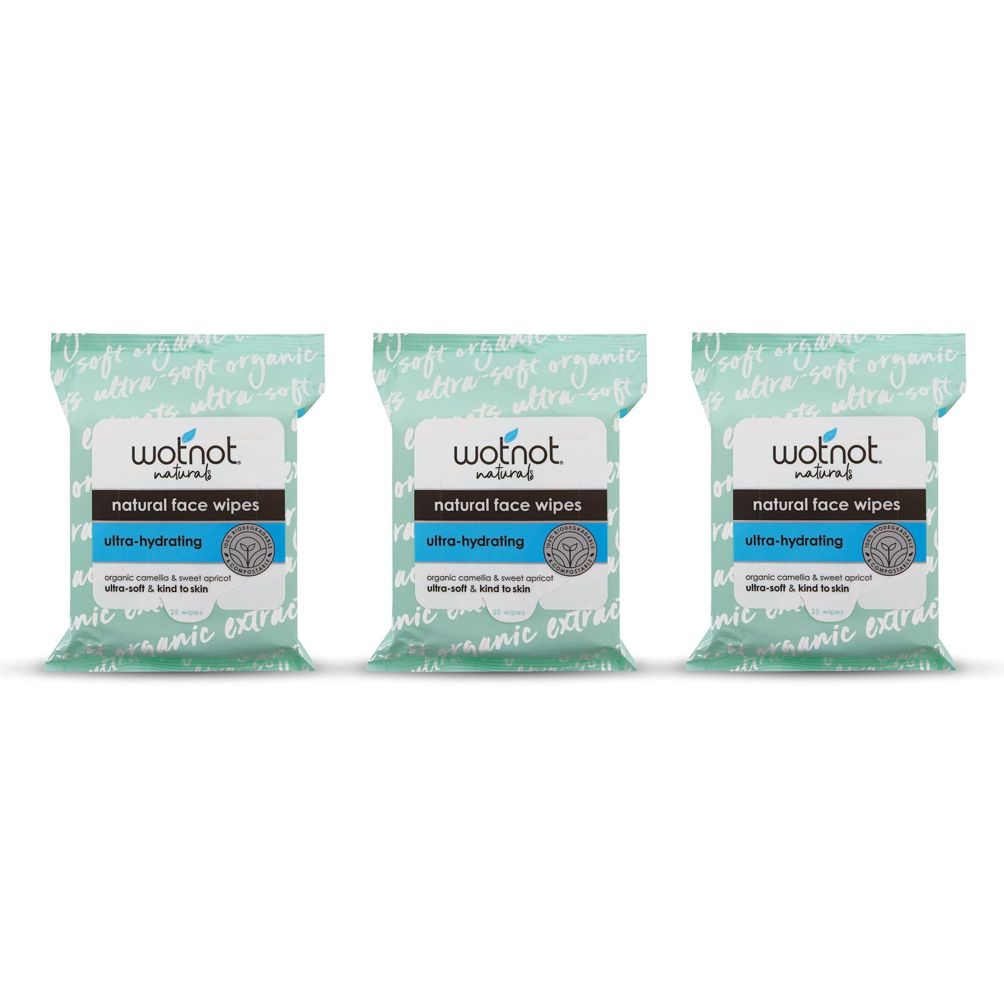 Wotnot - Natural Face Wipes, Ultra Hydrating, 25 count (Pack of 3 ...