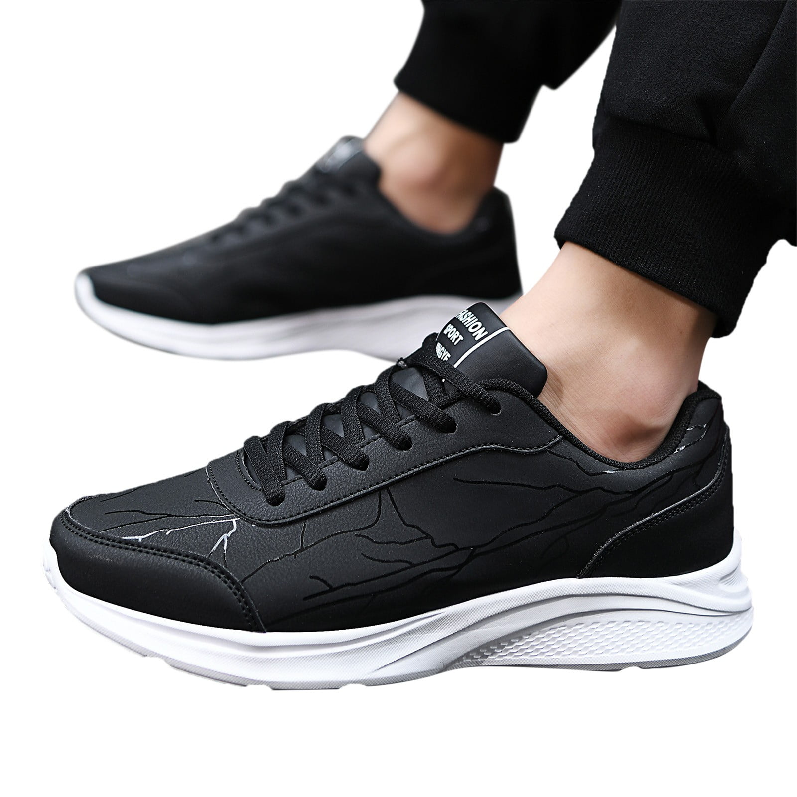 Wotryit Mens Shoes Low Top Leather Casual Lightweight Sports Men Shoes ...