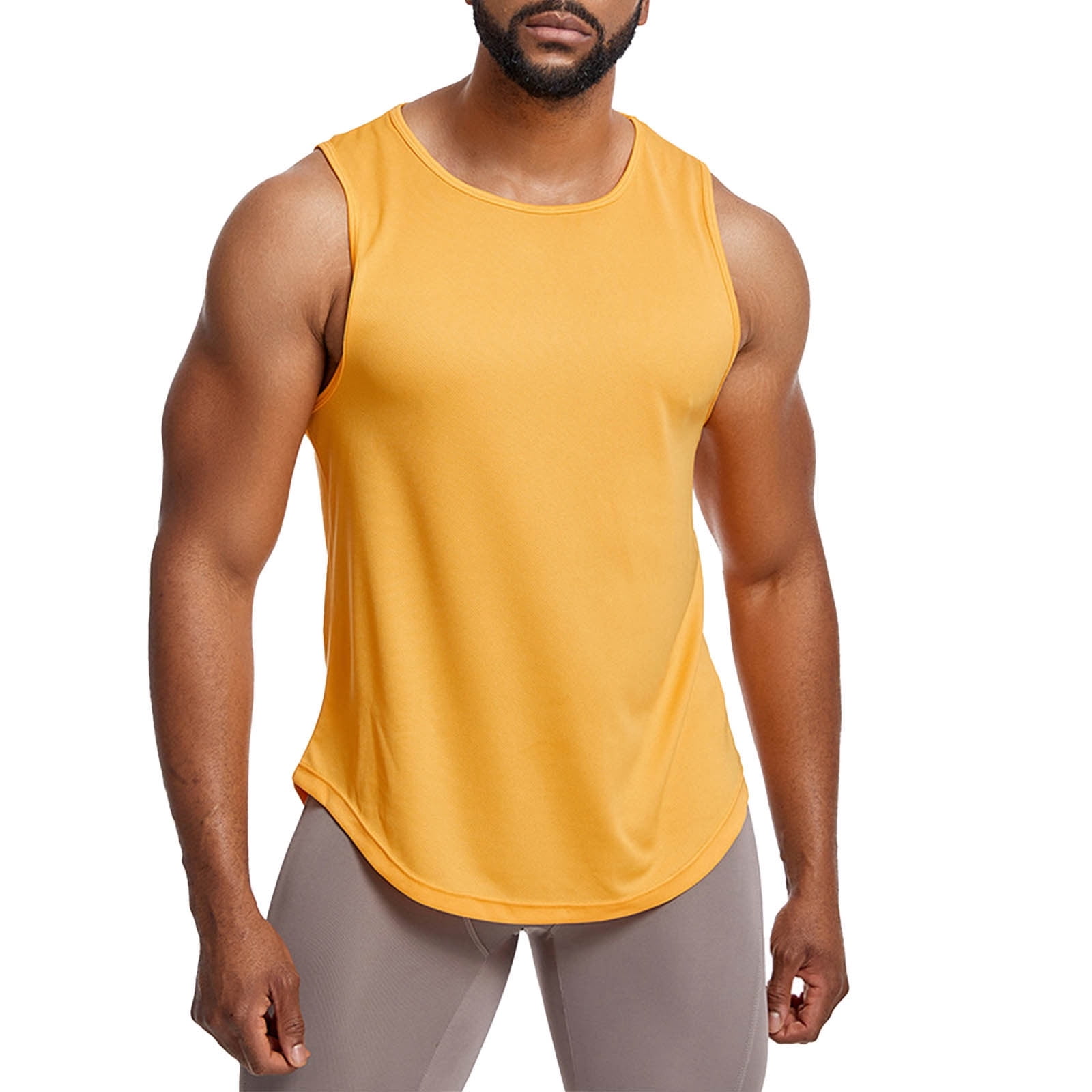Wotryit Tank Tops Men Mens Sports Loose Sleeveless Solid Color Fitness ...