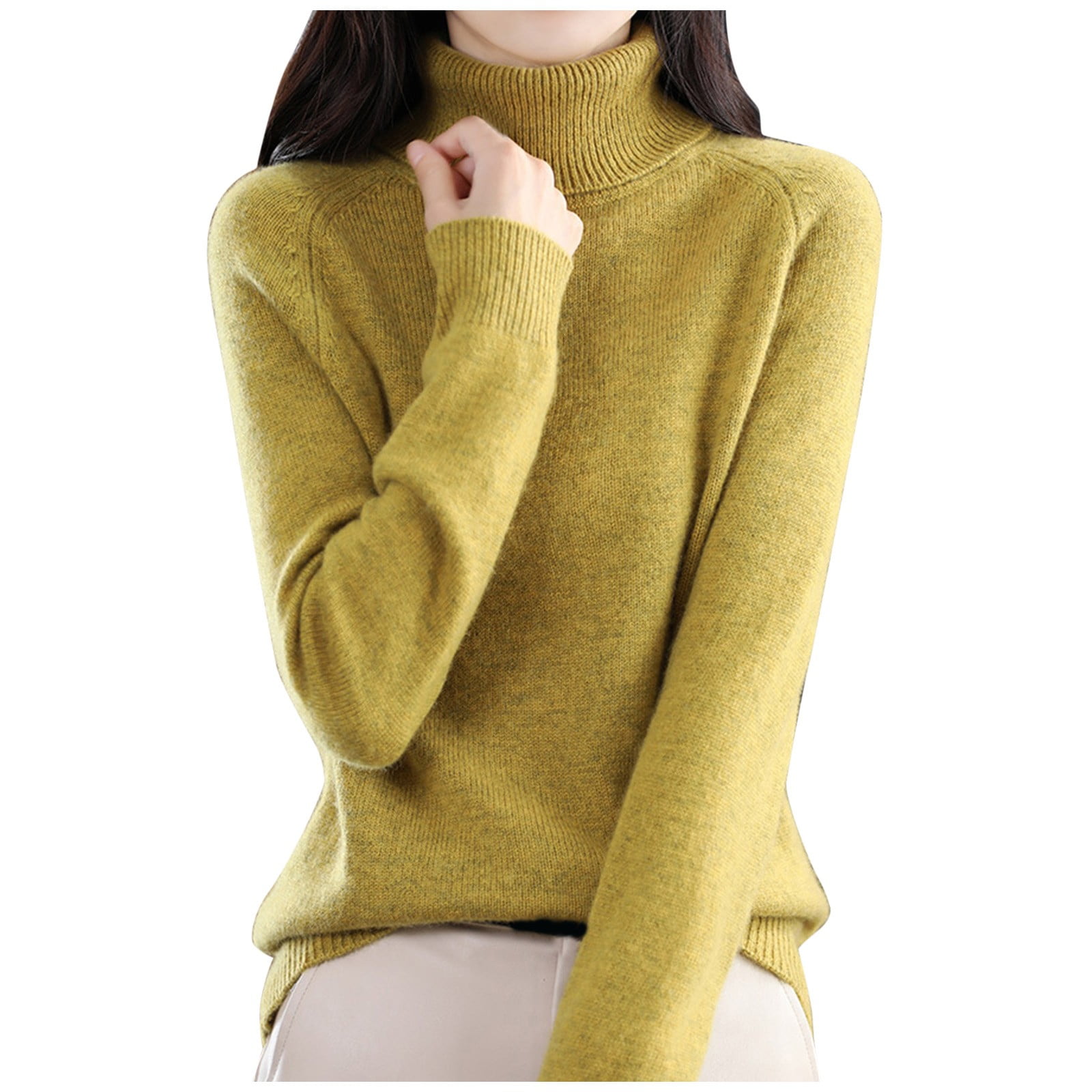 Wotryit Women Turtleneck Sweater Loose Plus Size Long Sleeve Thick