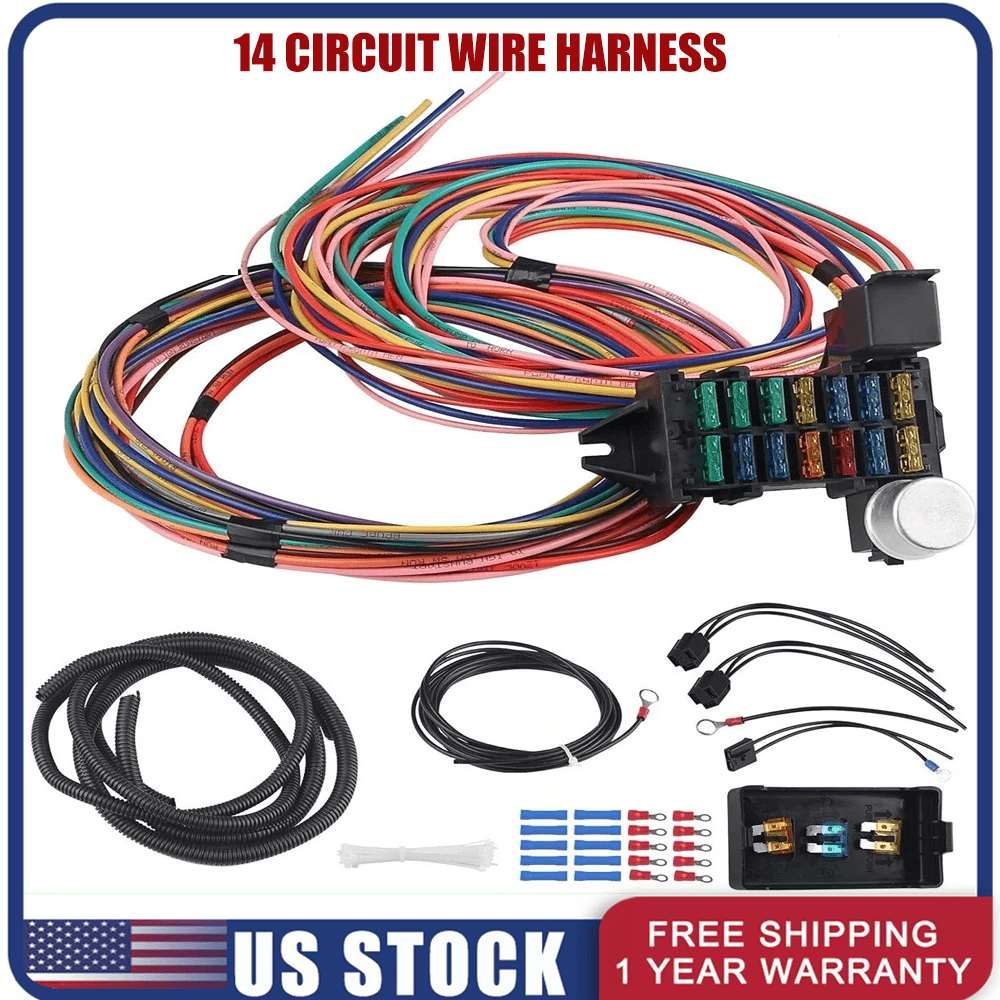 Woudy 14 Circuit Universal Wire Harness 14 Fuse 12v Street Hot Rat ...