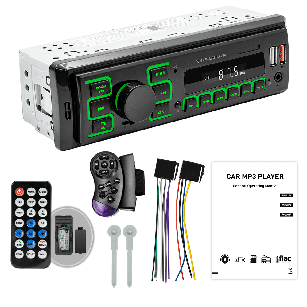 Woudy Car Stereo Audio In-Dash Single DIN FM Aux Input Receiver USB MP3 ...