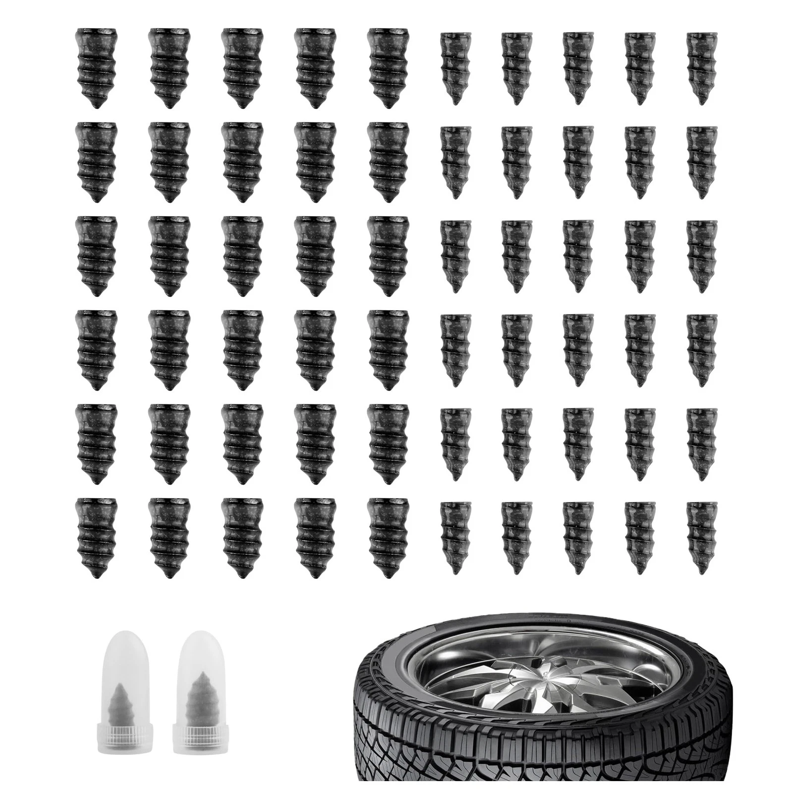 Woudy Tire Repair Kit, 60Pcs Rubber Nails and Screws, Tire Puncture ...