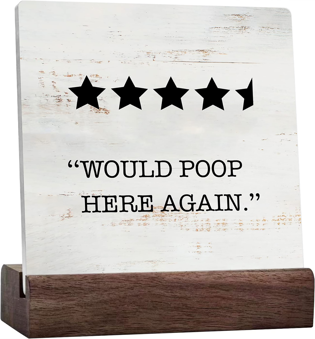 Would Poop Here Again Ceramic Table Plaque With Wooden Stand Home Decor ...