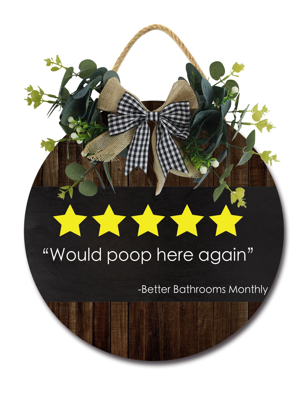 Would Poop Here Again Front Door Sign Funny Wreaths Hanging Wooden ...