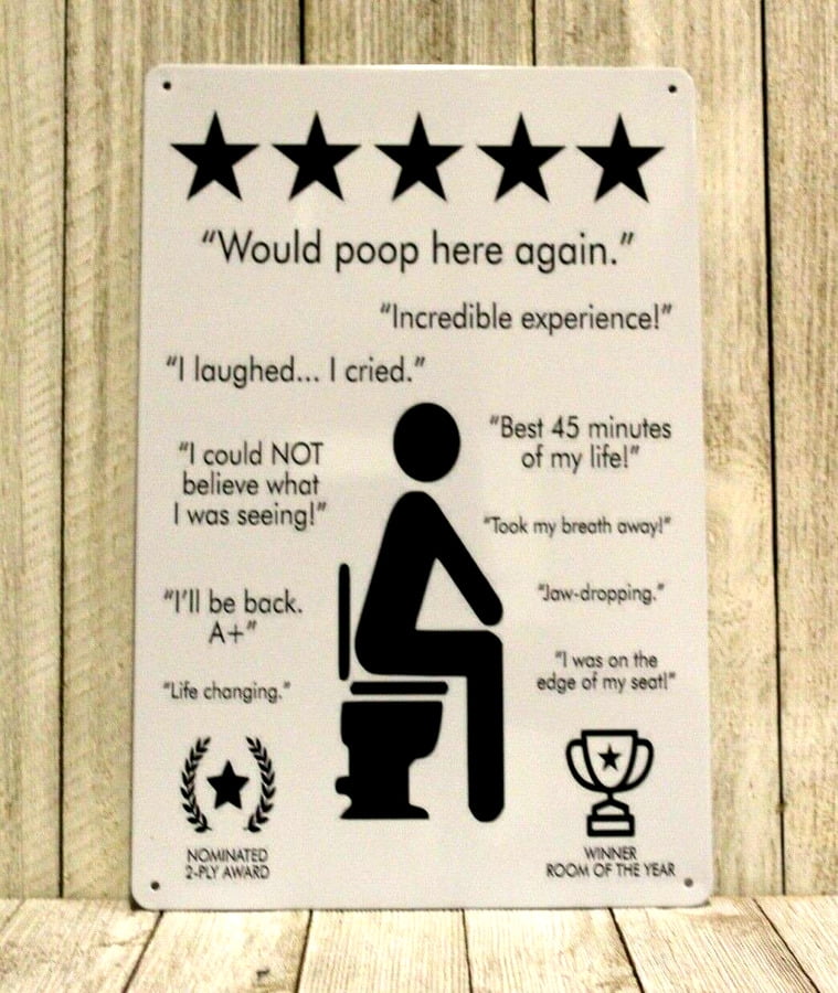 Would Poop Here Again Tin Metal Aluminium Sign Funny Bar Bathroom ...