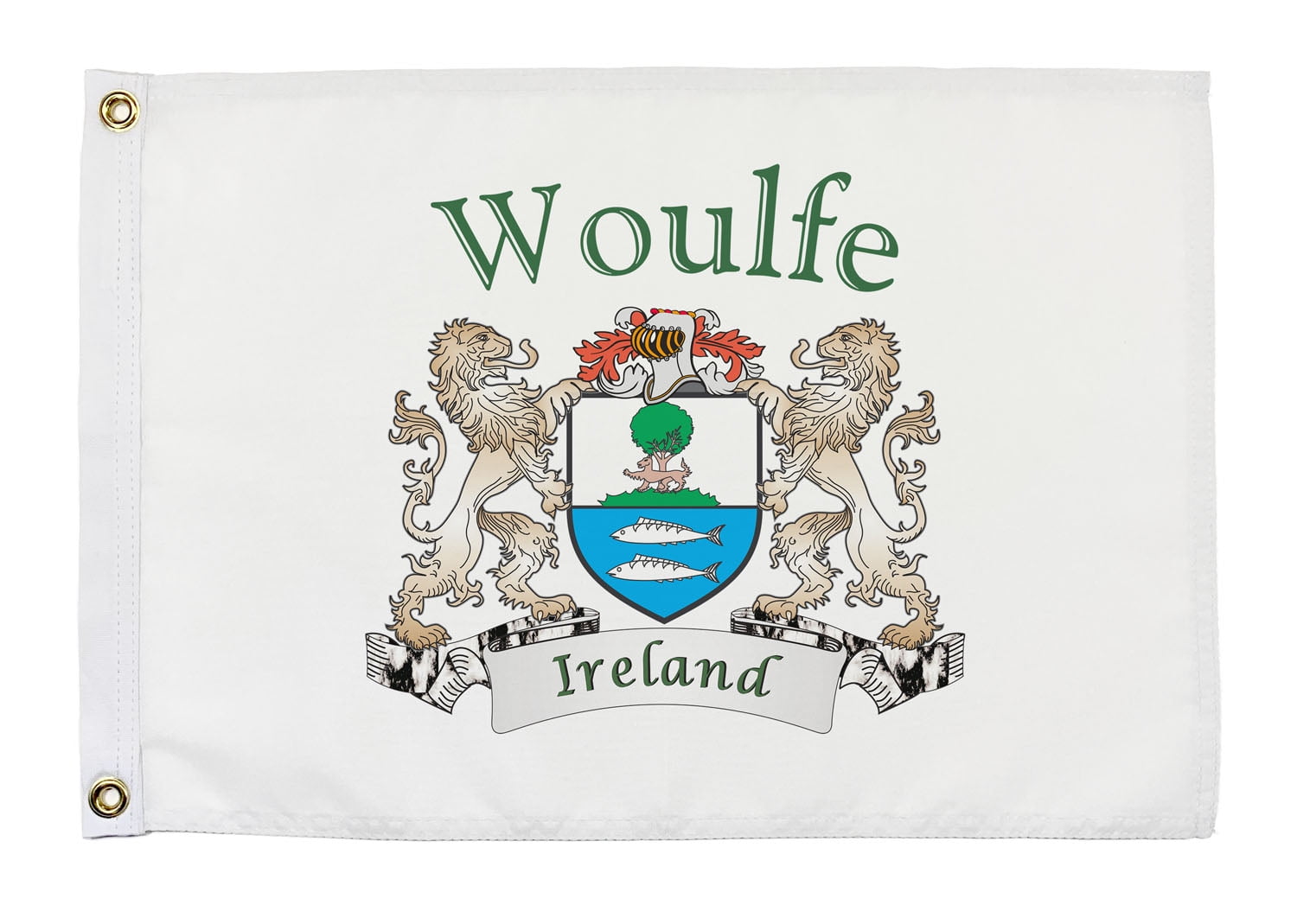 Woulfe Irish Coat of Arms Small White Flag - 16"x10.5" inches - Walmart.com