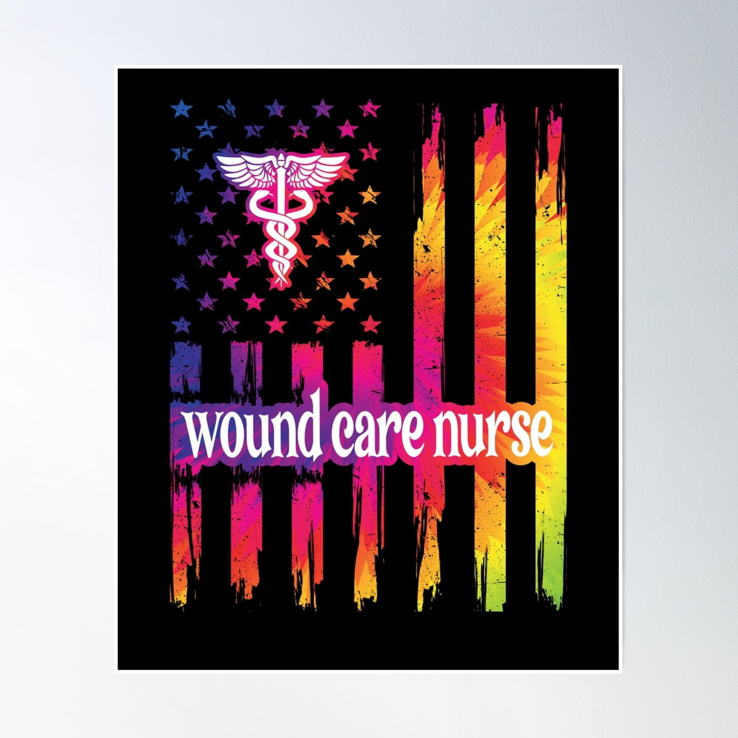 Wound Care Nurse Us Flag Rn Wound Nursing Poster Wall Art, Modern Wall ...
