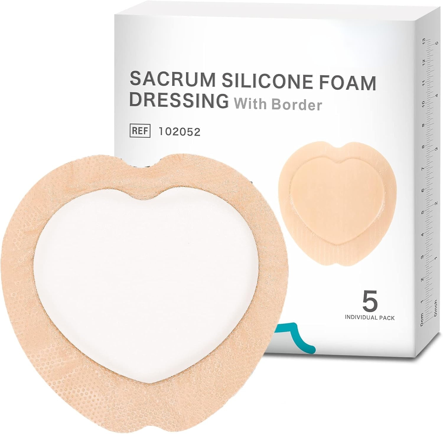 Wound Dressing Sacrum Foam Bandages Silicone Adhesive Border 7"x7 ...