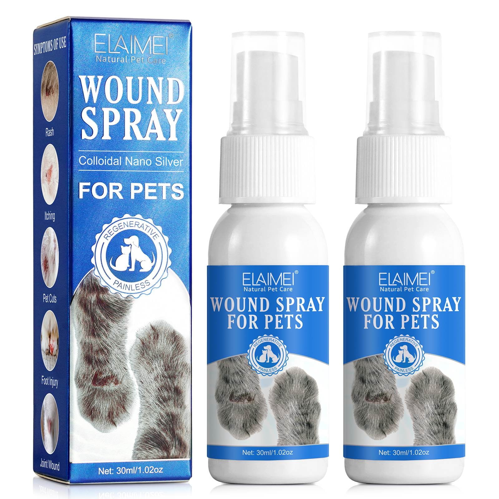 Elaimei Pet Wound Spray with Colloidal Silver Aloe for Dogs and Cats ...