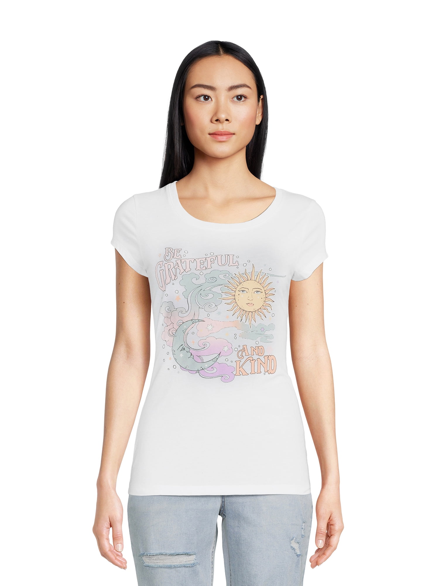 Wound Up Juniors Be Grateful Be Kind Graphic Tee - Walmart.com