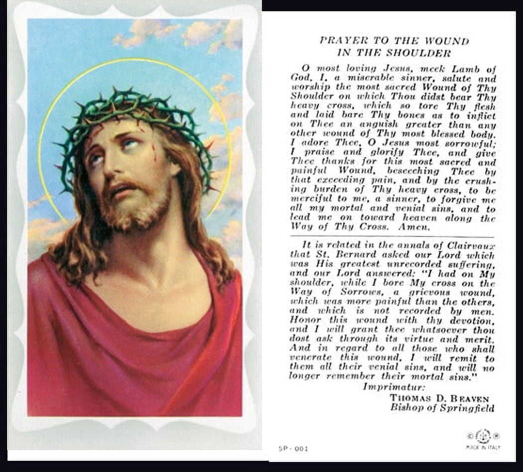 Wound in the Shoulder Catholic Prayer Holy Card with Prayer on Back ...