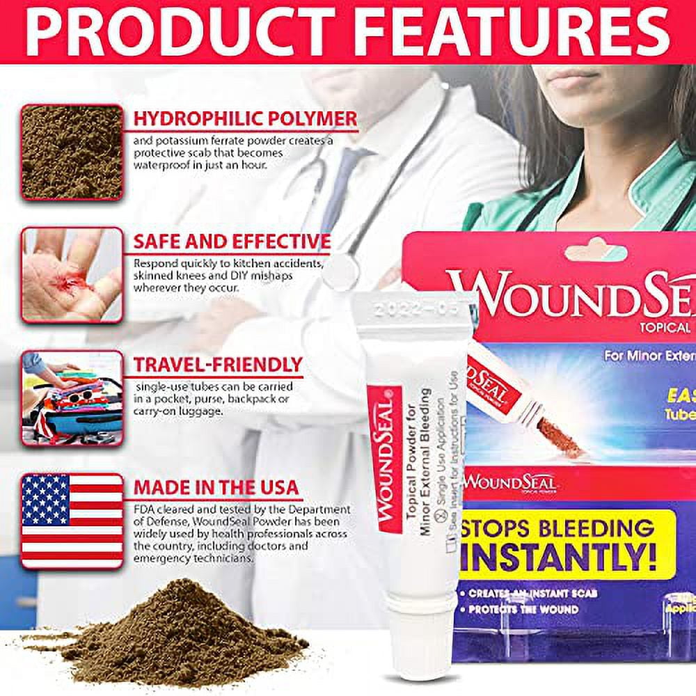 WoundSeal Powder 4 Each (Pack of 3) - Wound Care First Aid for Cuts ...