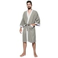 Woungzha Men's Waffle Kimono Robe, Lightweight Cotton Terry Bathrobe ...