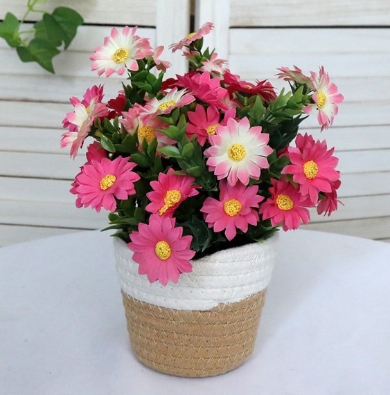 Woven Basket Flower Basket Artificial Potted Flower Desktop Faux Potted ...