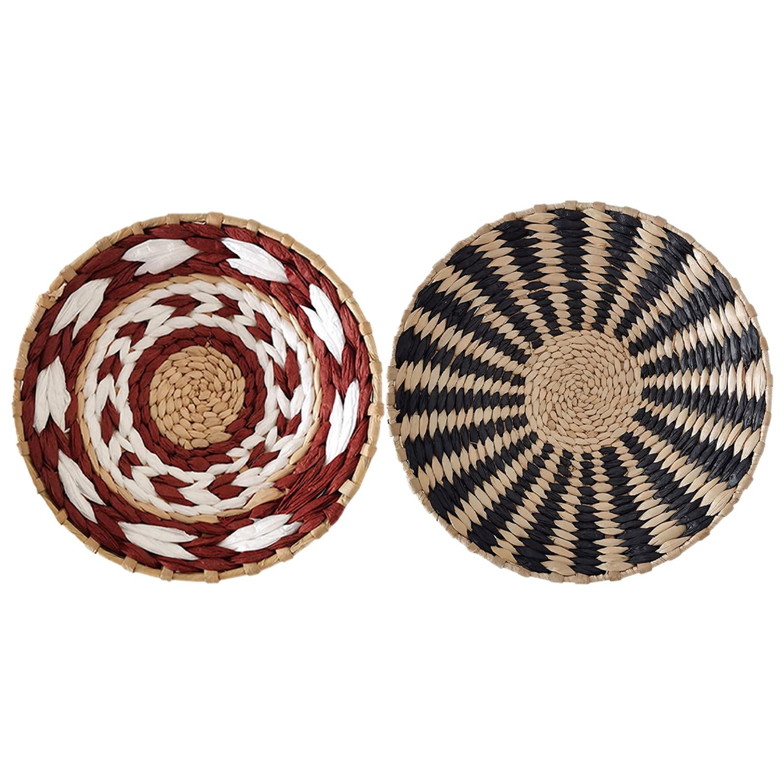 Woven Basket Pastoral Handmade Round Living Room Hanging Baskets Black ...