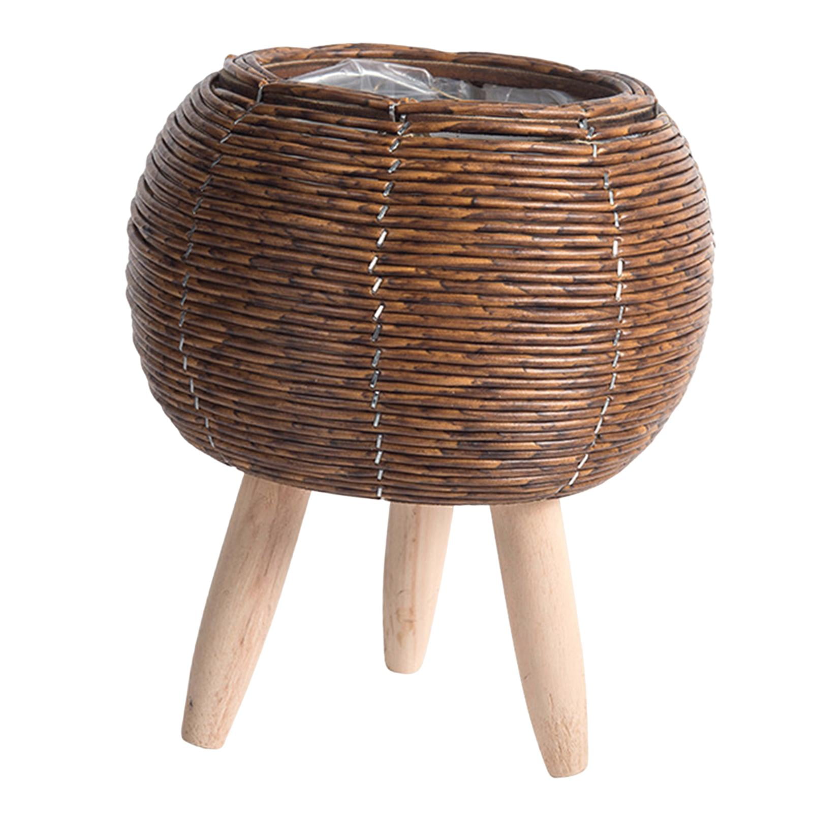 Woven Basket Plant Stand with Legs Basket Planter Ornaments Creative ...